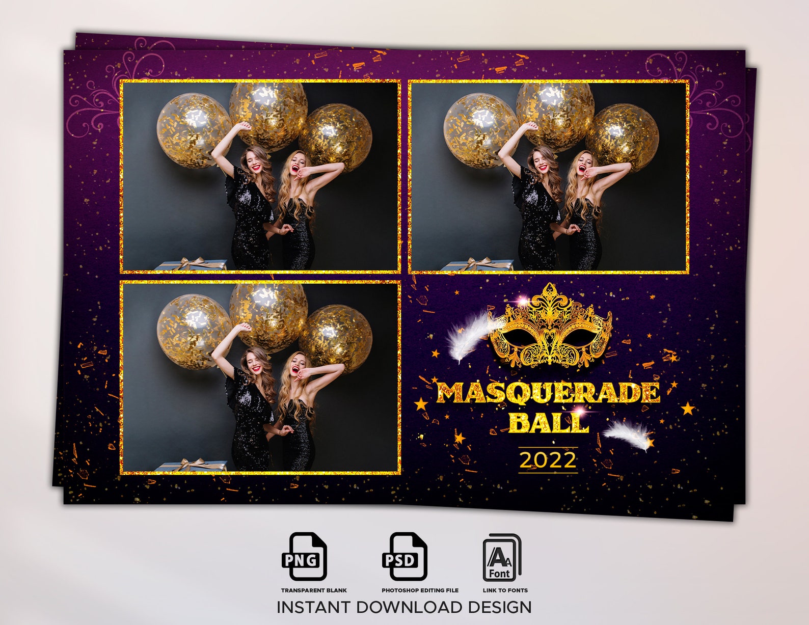 Masquerade Photo Booth Template Mardi Gras Photo Booth | Etsy