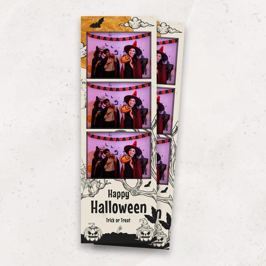 Halloween Photobooth Template | Spooky Party Photo Booth Overlay | 2x6 ...