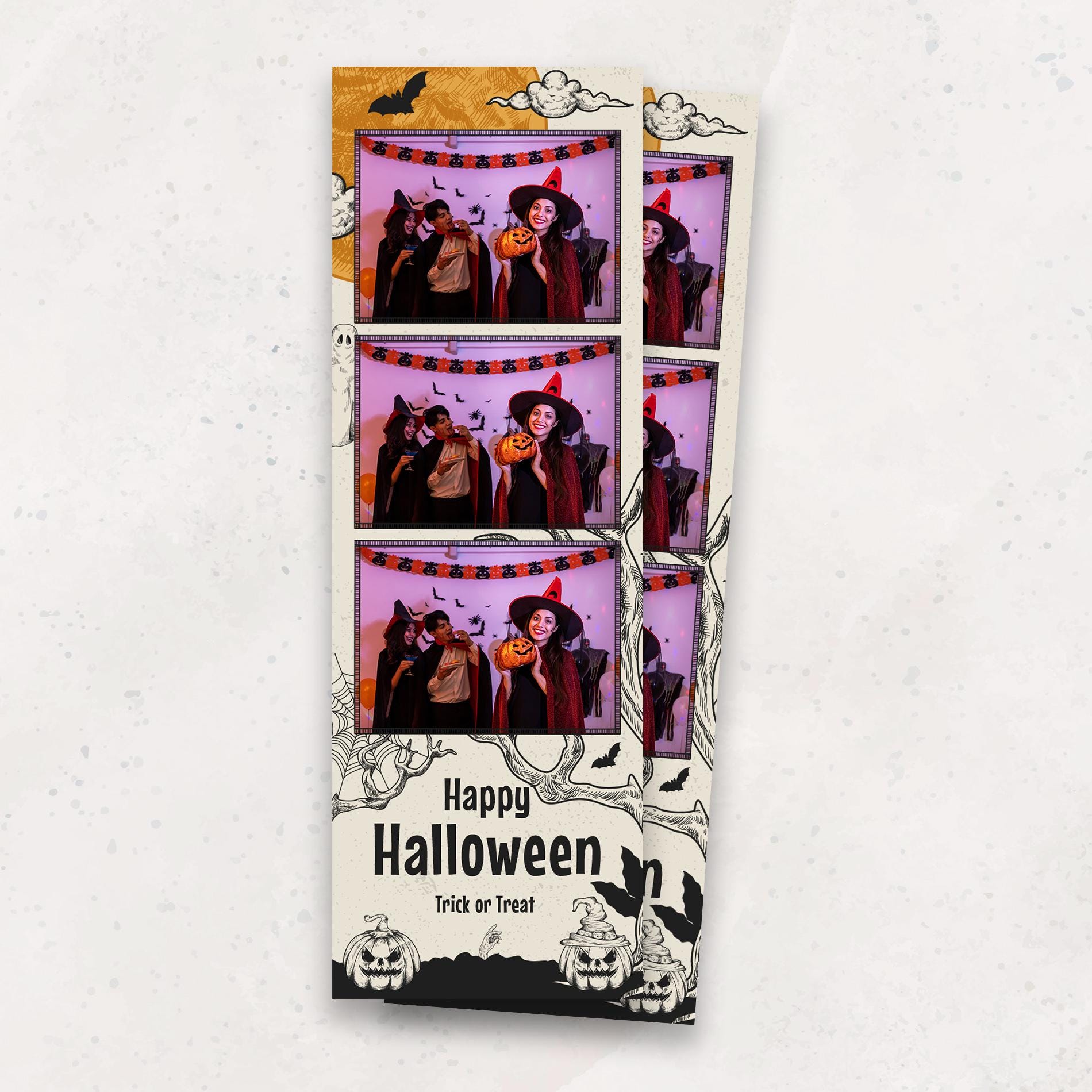 Halloween Photobooth Template | Spooky Party Photo Booth Overlay | 2x6 ...