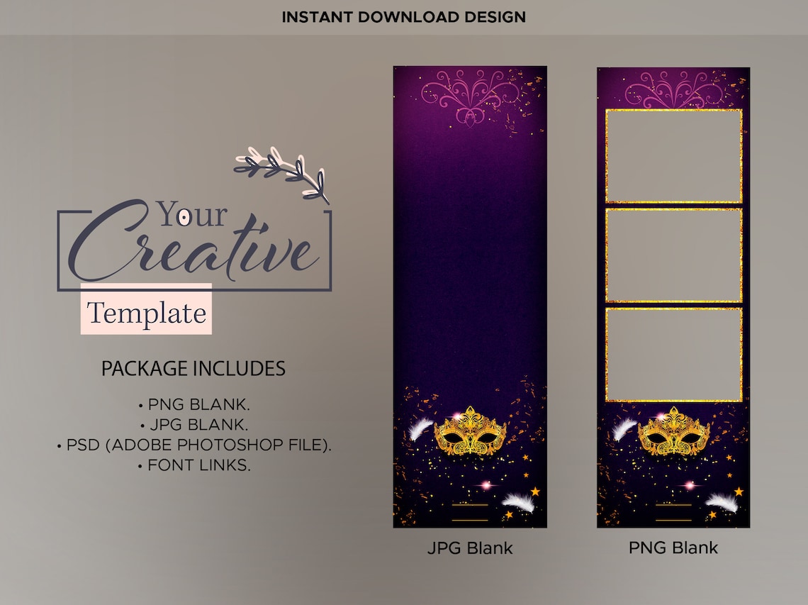 Masquerade Photo Booth Template Mardi Gras Photo Booth - Etsy