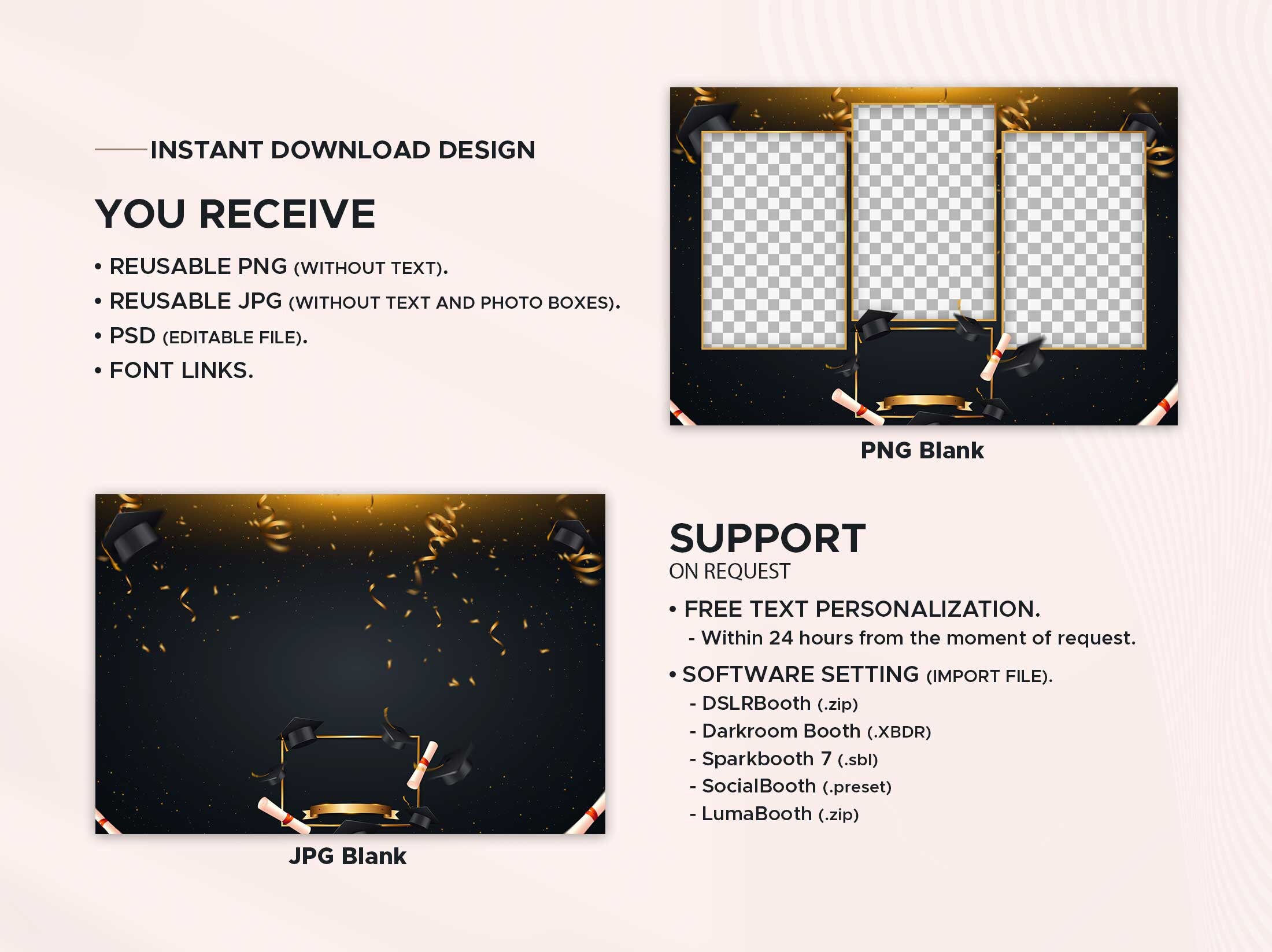 Class of Photo Booth Template, Graduation Photo Booth Template, Class ...