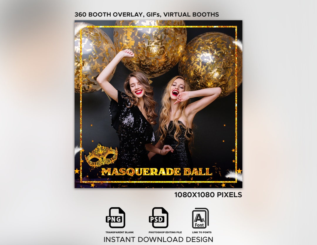 Masquerade 360 Booth Overlay, Mardi Gras 360 Booth Template, 360 Booth ...
