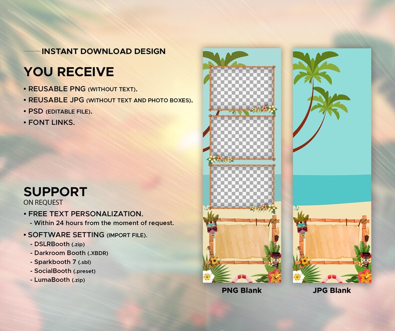 Luau Photobooth Template, Hawaiian Luau Party, Aloha Party, Photo Booth ...