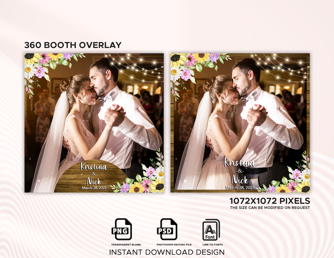 360 Overlay, Rustic 360 Booth Overlay , Flowers 360 Photo Template, 360 ...