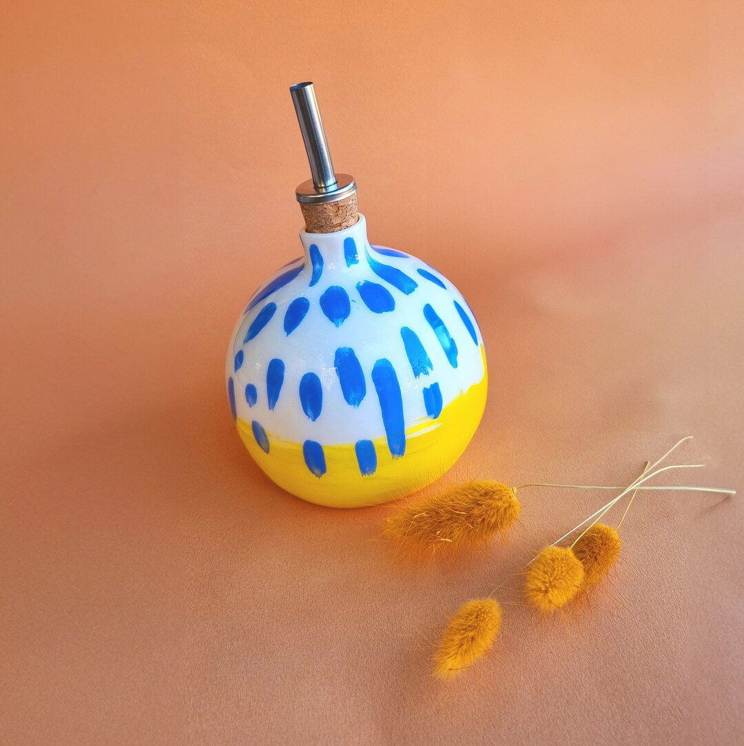 Graphic Ball Bottle Oil Cruet or Ceramic Soliflore Yellow - Etsy