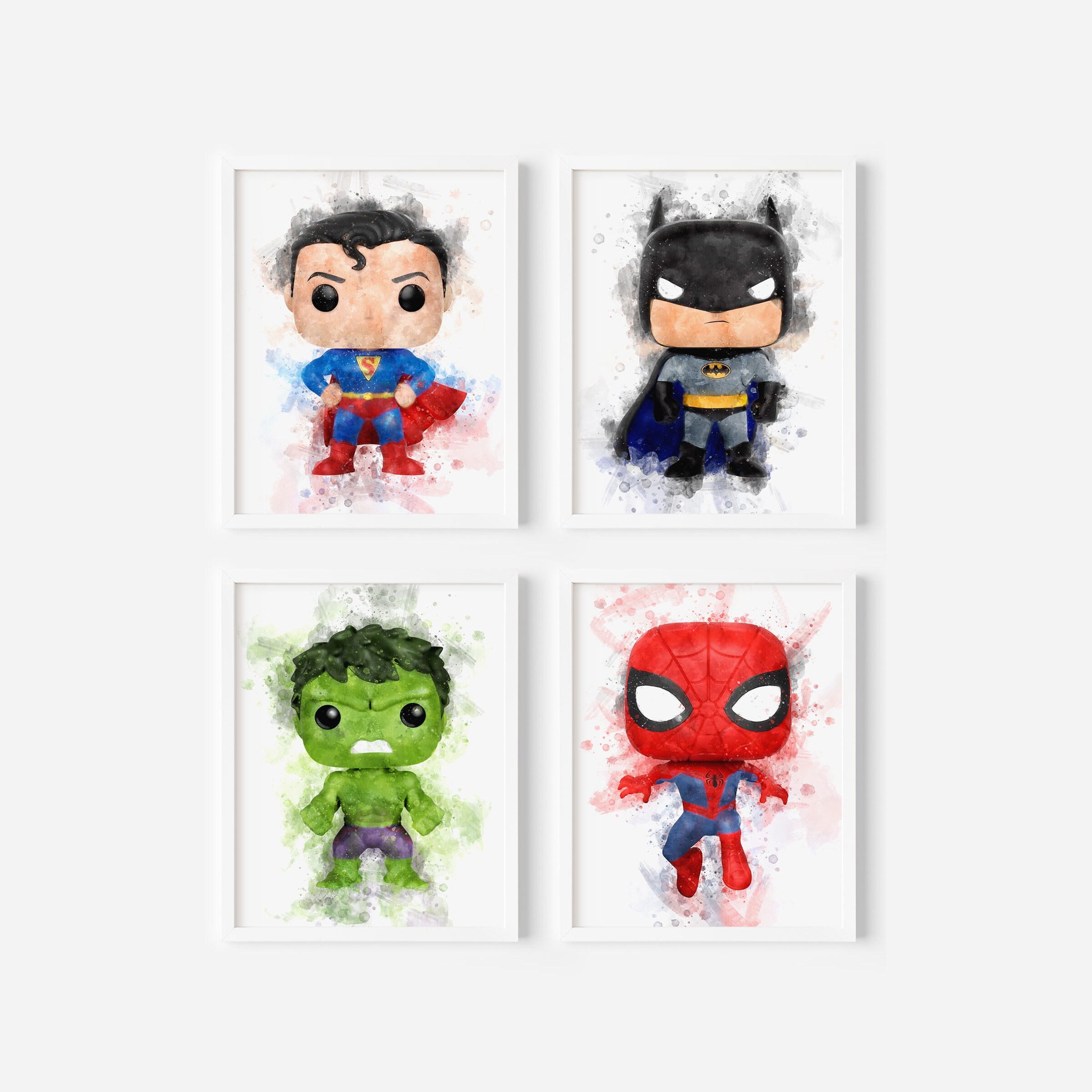 Prints Art & Collectibles Music & Movie Posters Superheroes watercolor ...