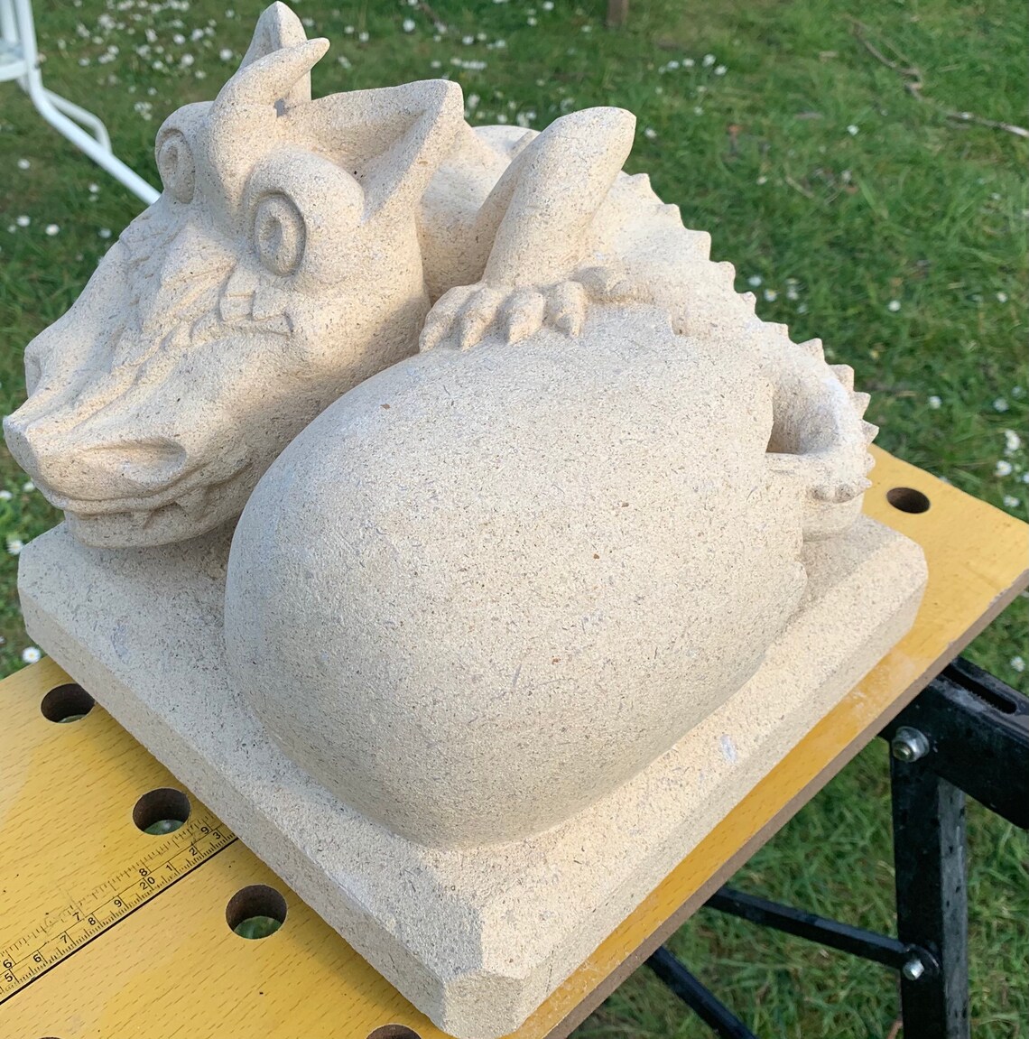 Hand Carved Limestone Hatching Dragon - Etsy UK