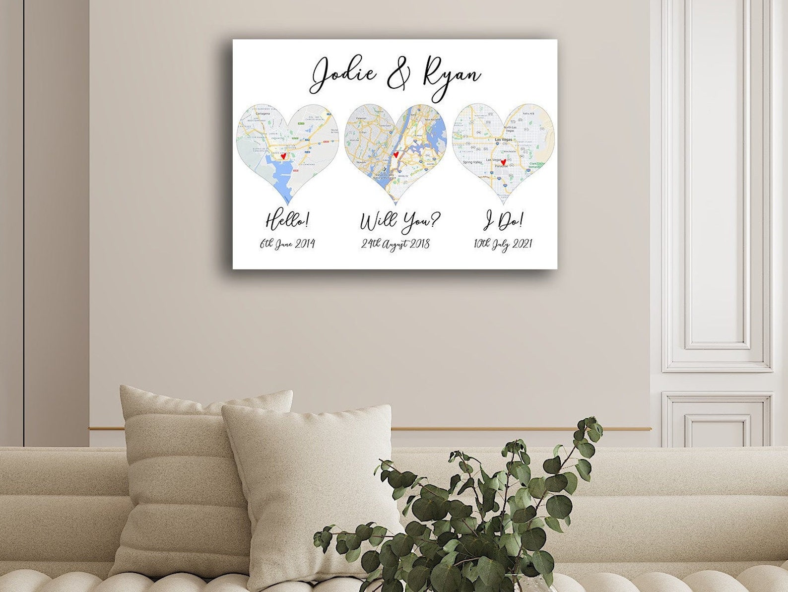 Hello Will You I Do Map Canvas, Poster and Framed Prints - Personalised ...