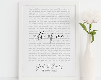 Song Lyrics Frame - Etsy UK