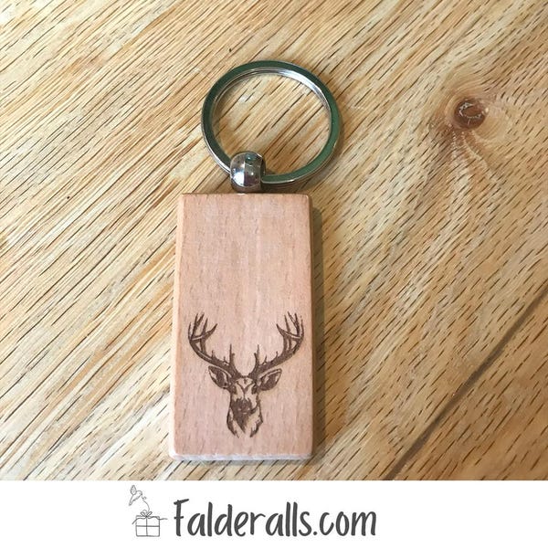 Wooden Keychain Deer - Etsy UK