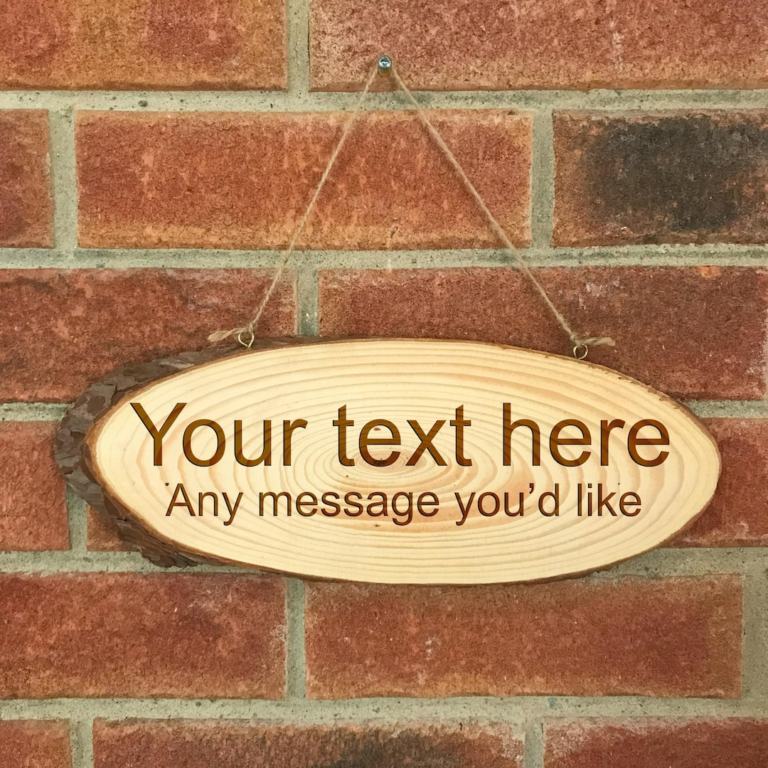 Custom Engraved Wooden Door Plaque - Personalised Log Slice Door ...