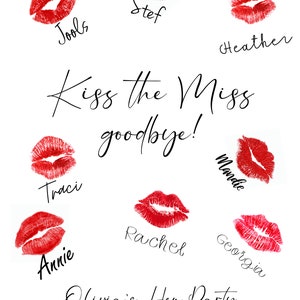 Personalised Kiss the Miss Goodbye Print or Frame Add Your Own Kisses ...