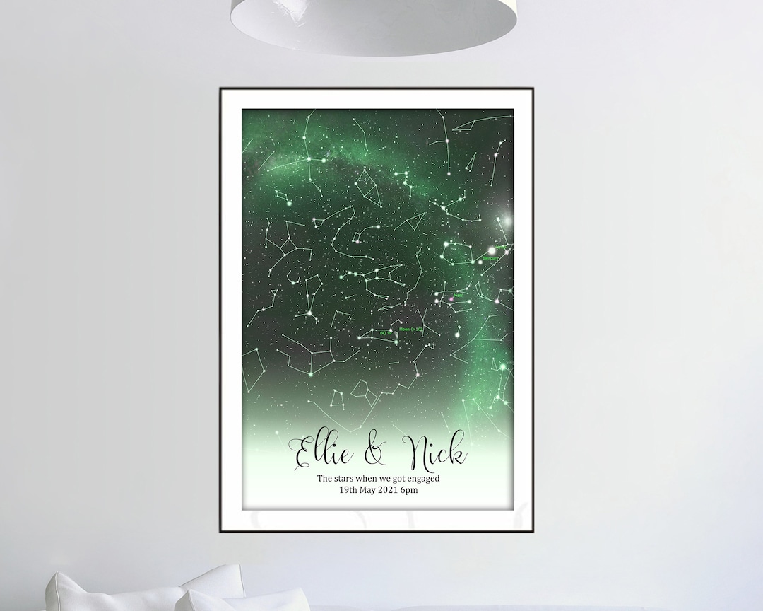Star Map Print Custom, Star Chart Poster, Astronomy Gifts Galaxy Art ...