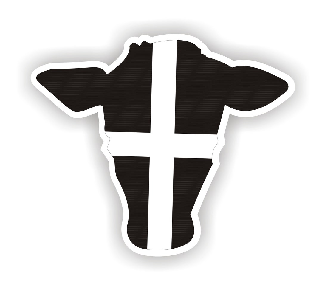 Cornish Cow Head Sticker Kernow Cornwall Piran Flag Car Van Campervan ...