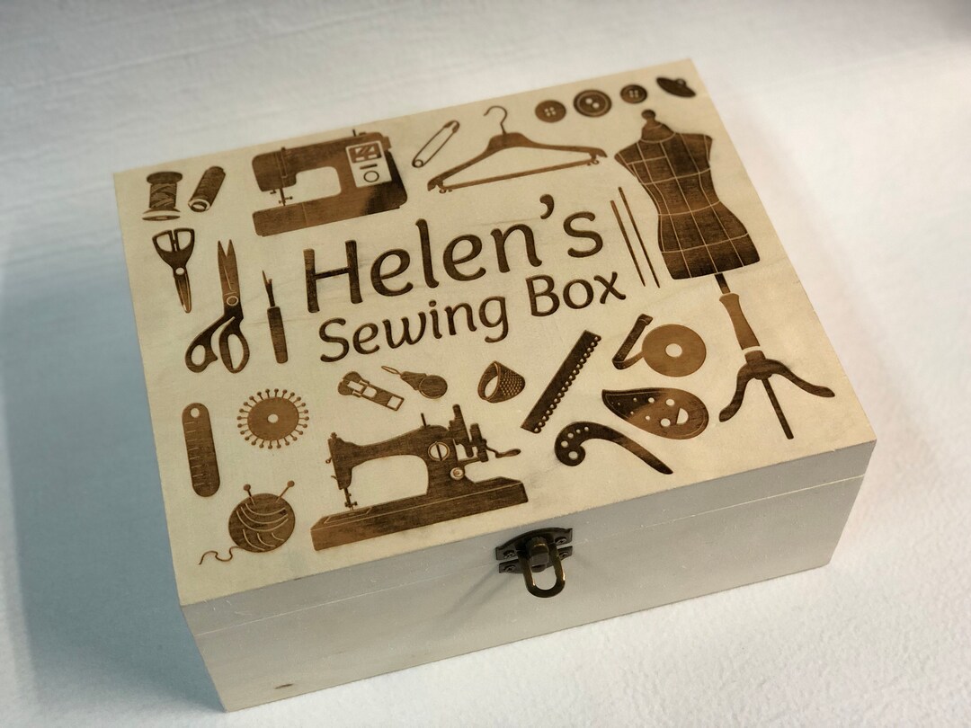 Personalised Wooden Sewing Box Laser Engraved Gift Craft Storage Box - Etsy