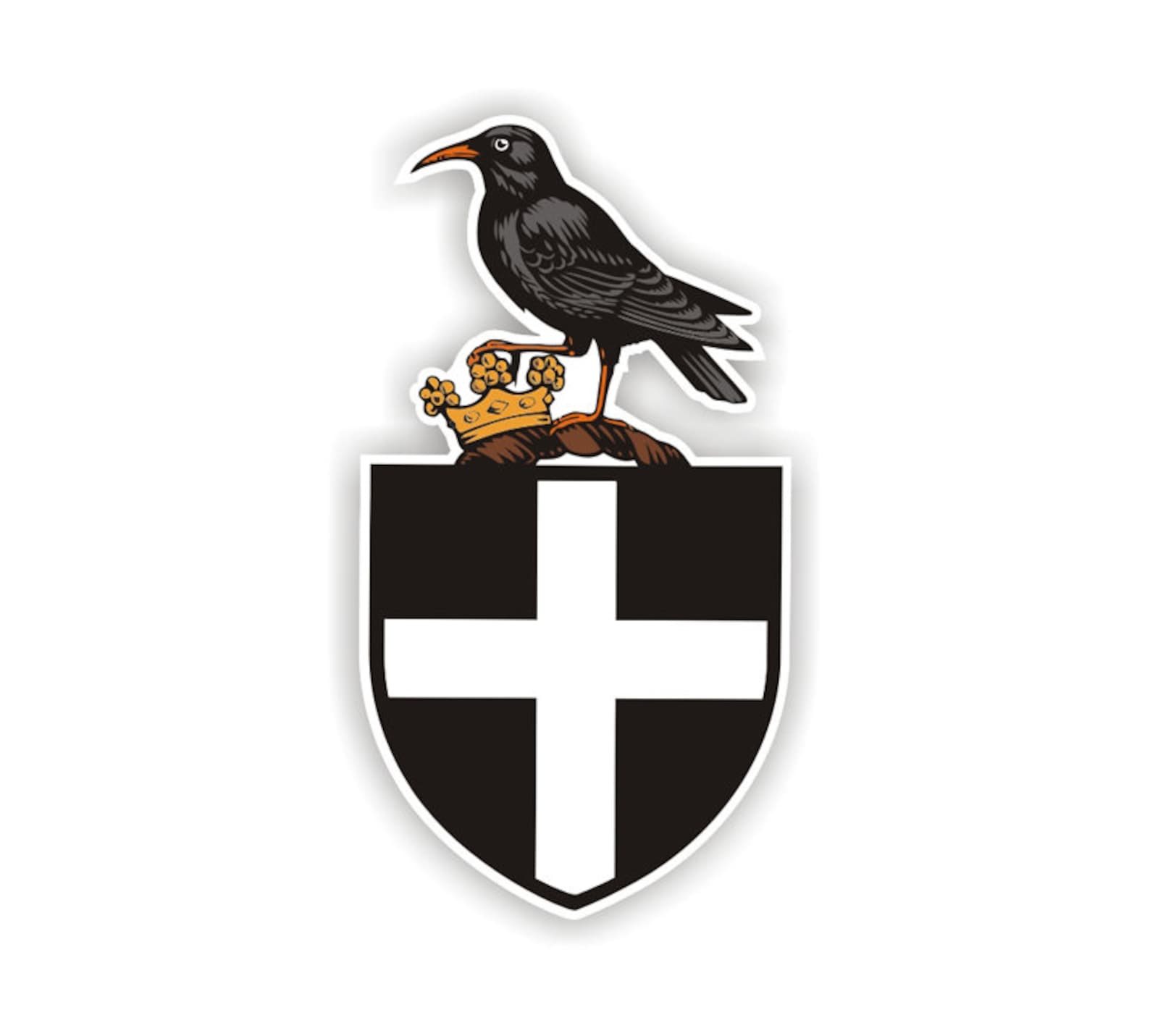 Chough on Cornish Flag Sticker Kernow Conrwall St Prian Car Van ...