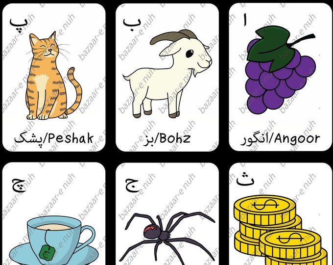 Dari Alphabet Flashcards (with Transliterations) - Etsy