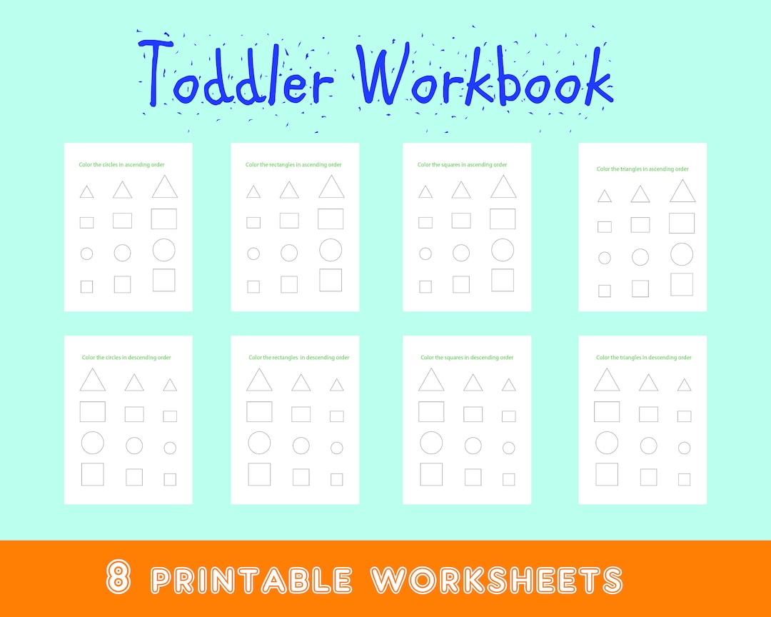 TODDLER WORKBOOK (8 Printable Worksheets),preschool Learning, Kids ...