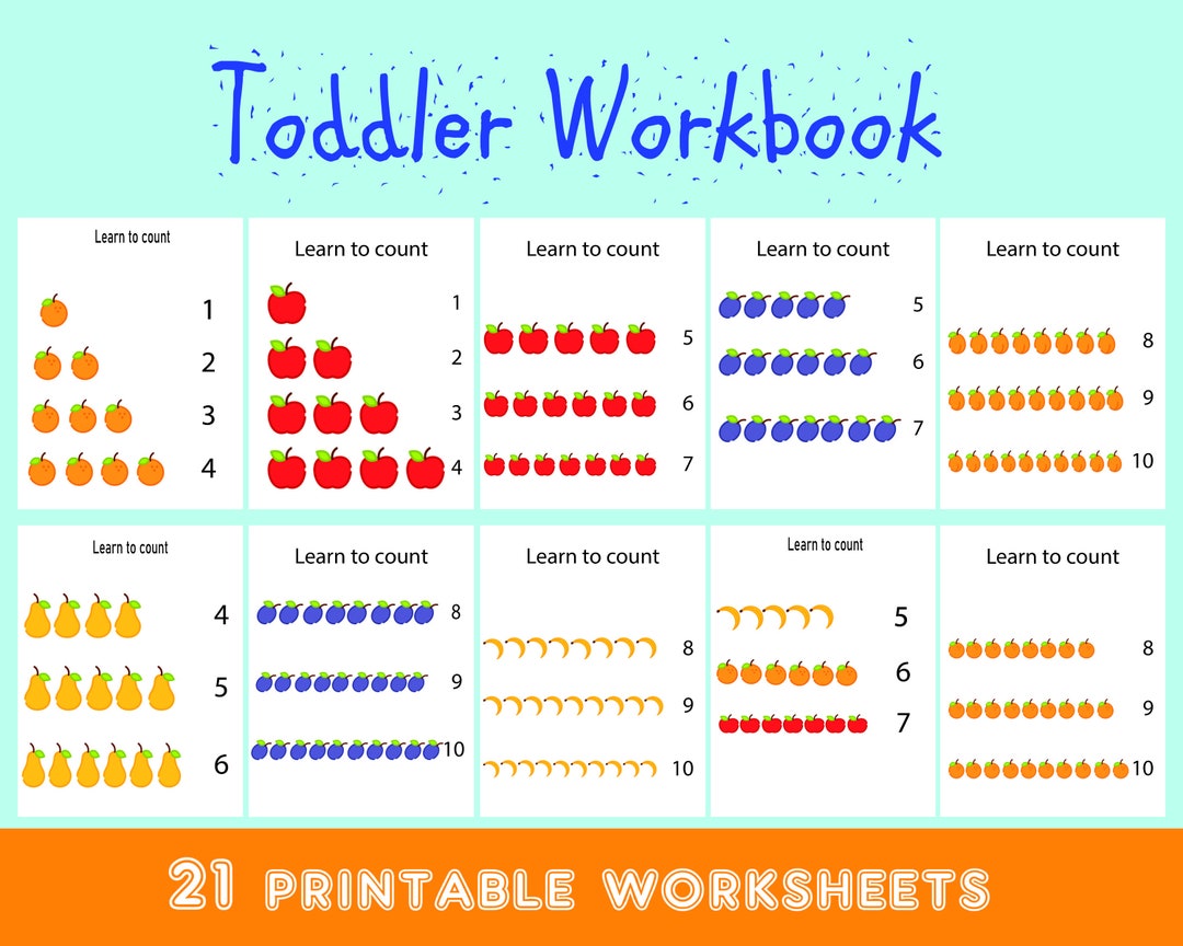 TODDLER WORKBOOK (21 Printable Worksheets),preschool Learning, Kids ...