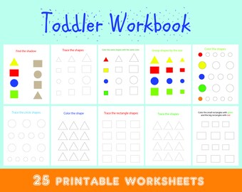 TODDLER WORKBOOK (8 Printable Worksheets),preschool Learning, Kids ...