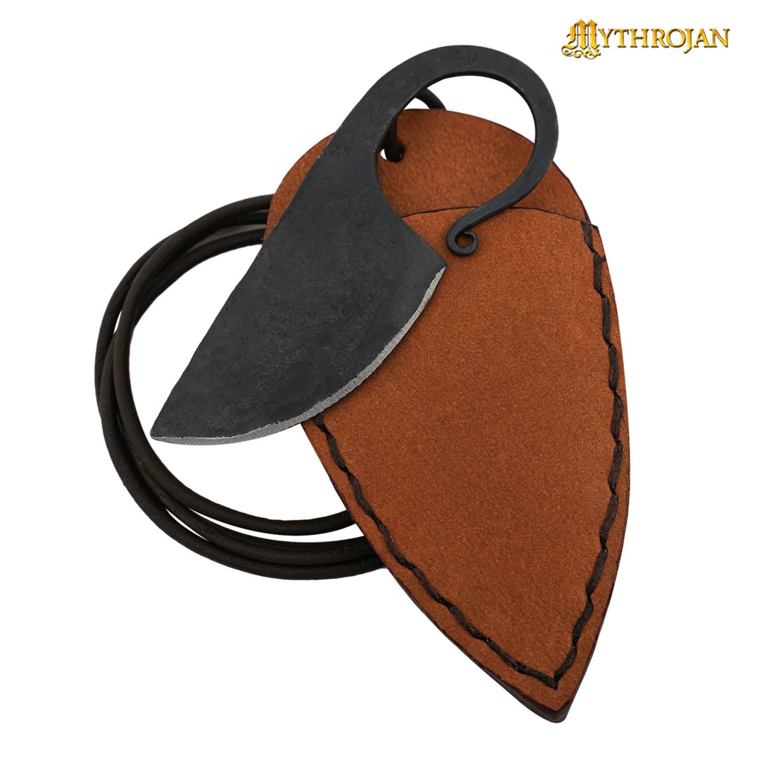 Celtic Ring Knife Hand Forged Necklace Knife With Tan Leather Sheath - Etsy