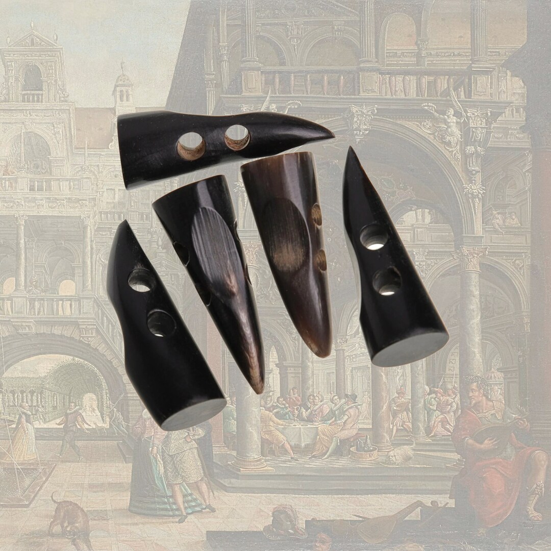 Horn Toggle Buttons Natural Horn, Ox Horn Toggle, 2 Holes for Coats and ...