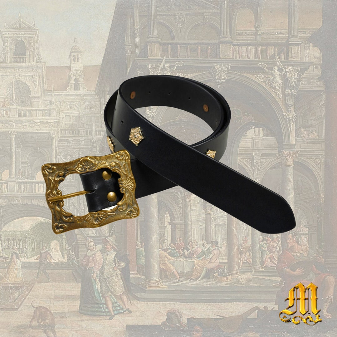 Medieval Renaissance Leather Belt With Decorative Brass Buckle LARP ...