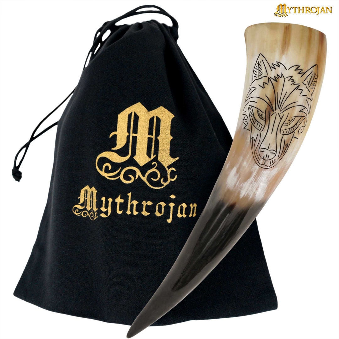 Viking Drinking Horn With Brass Rim Authentic Medieval Inspired Wine ...