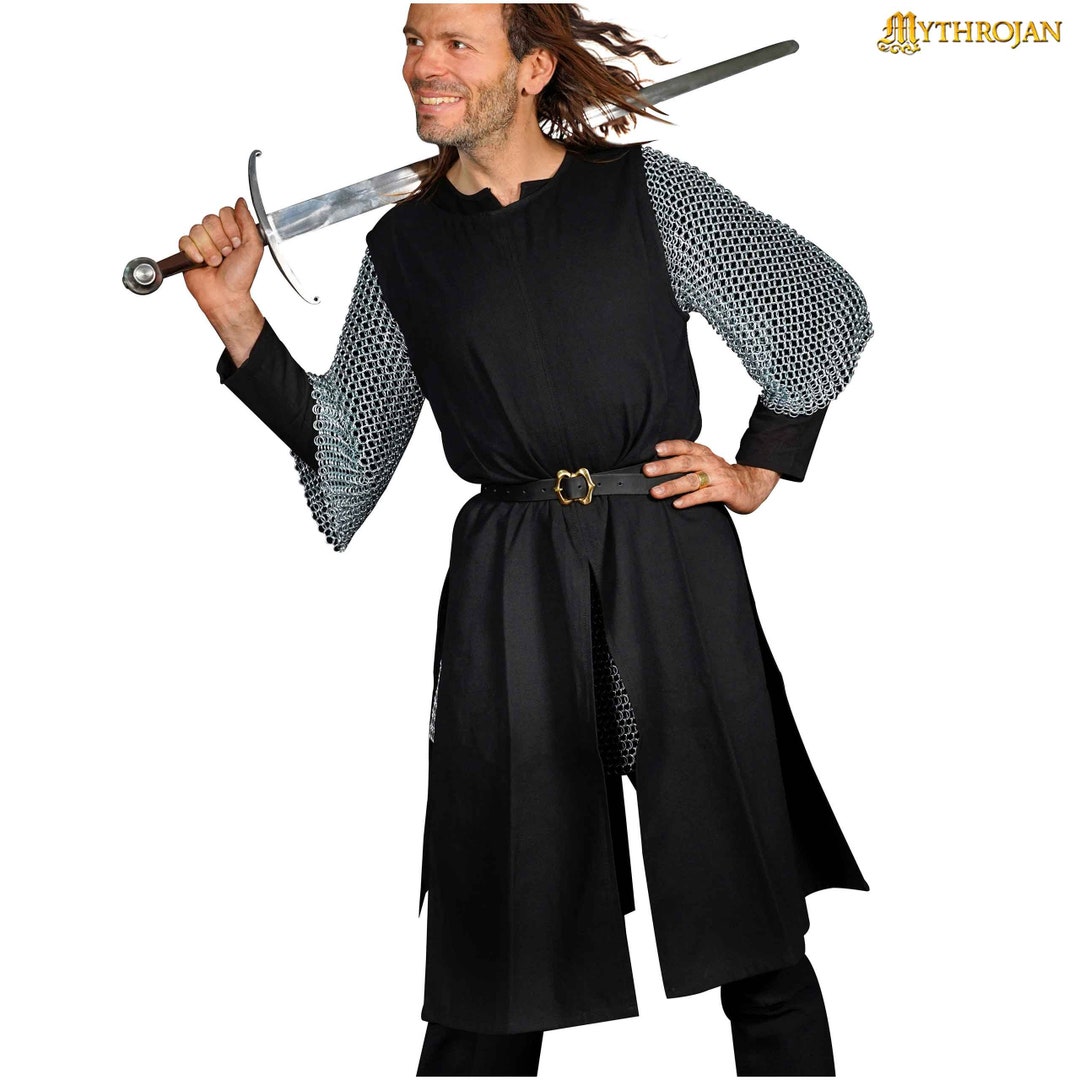 Knight Tabard Medieval Black Surcoat Renaissance SCA LARP Sleeveless ...