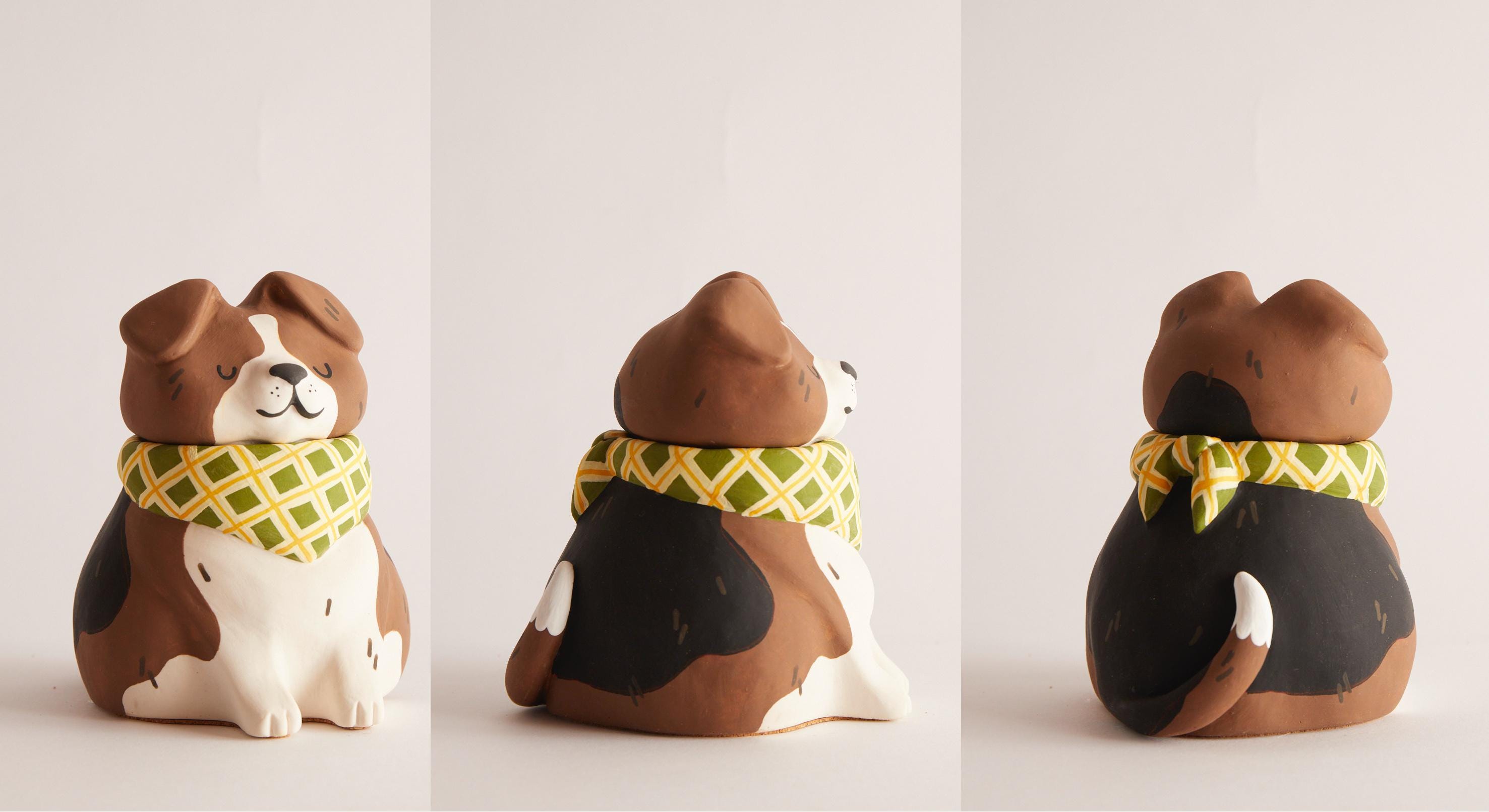 Dog Jar Sculpture | Handmade Eco Resin Decor | Beagle, Maltese, French ...