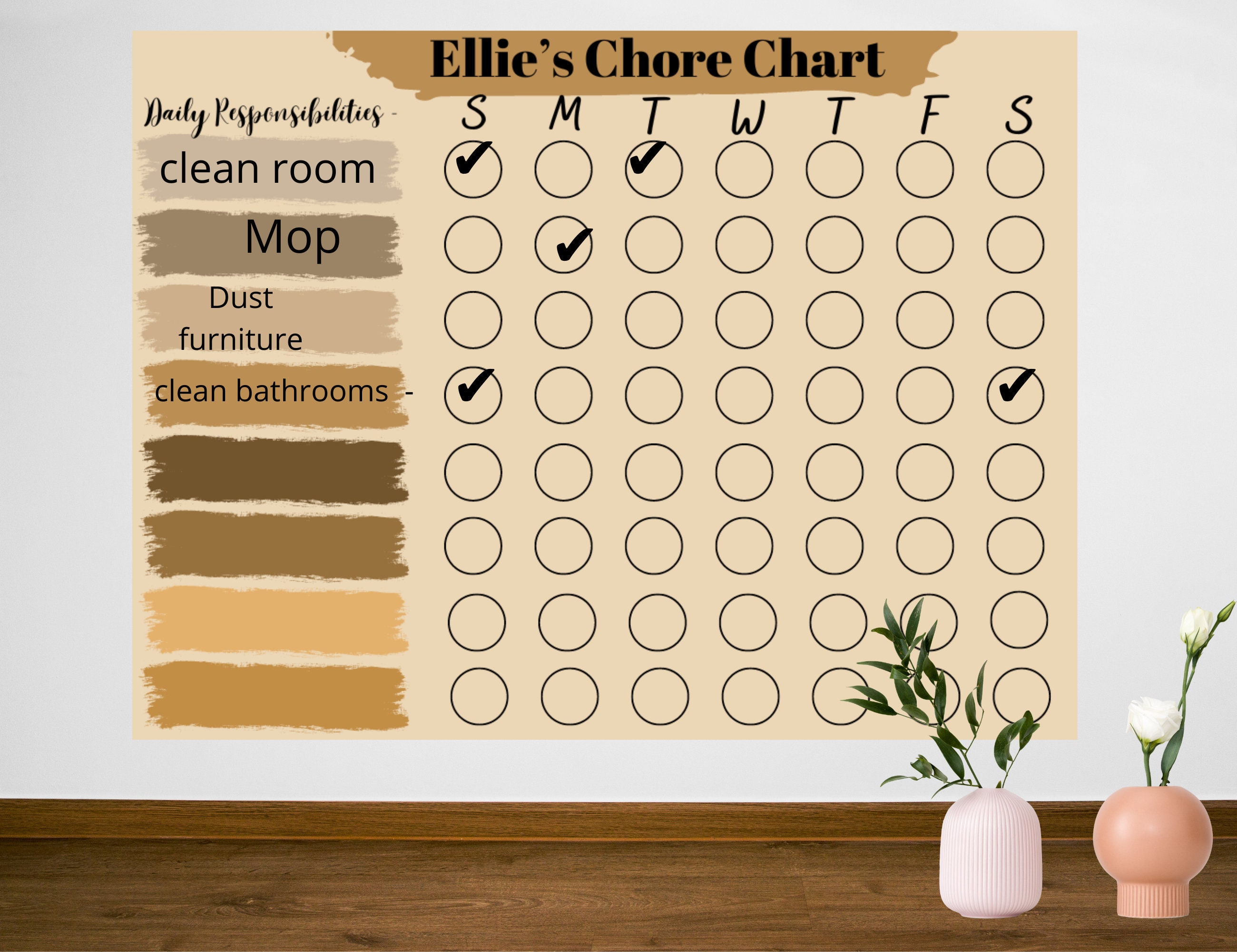 Editable Minimalistic Chore Chart Weekly Kids Chart - Etsy
