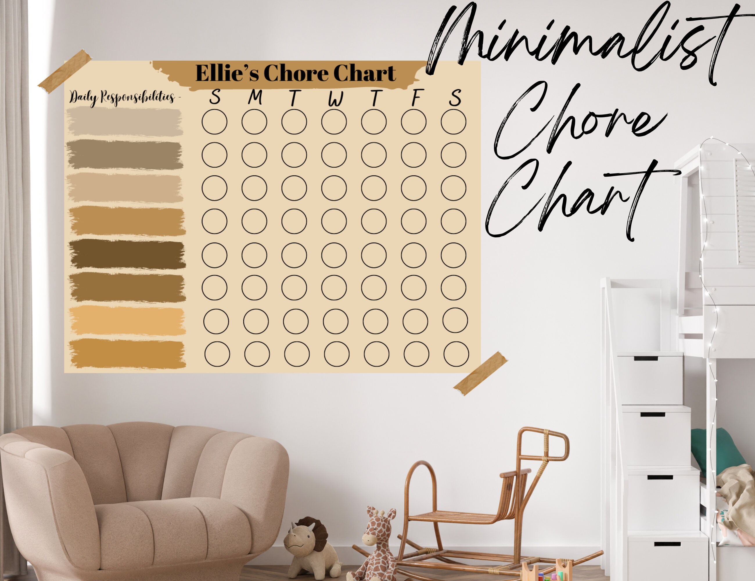 Editable Minimalistic Chore Chart Weekly Kids Chart - Etsy