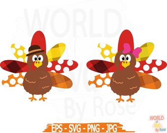 Turkey Svg Girl Boy Turkey Svg Thanksgiving Svg Dxf Eps Png - Etsy