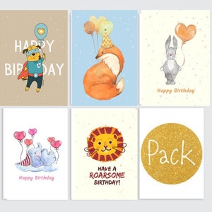 Cute Animal Happy Birthday Card Set. Happy Birthday Animal Cards ...