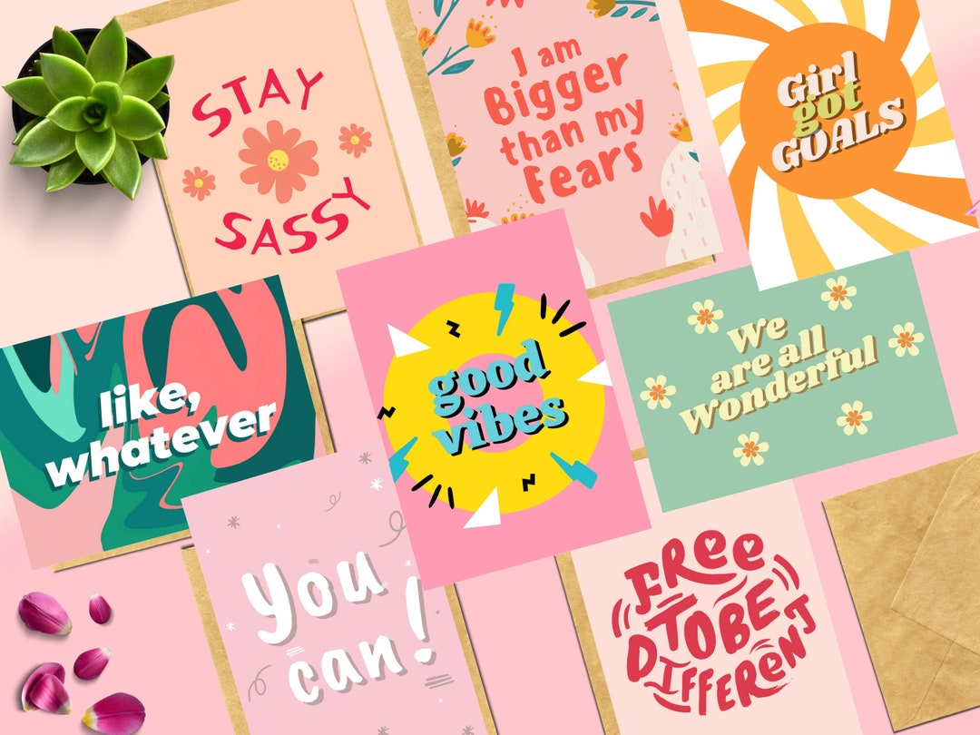 Set of 8 Positive Mini Prints. Motivational, Self Care, Inspiration ...