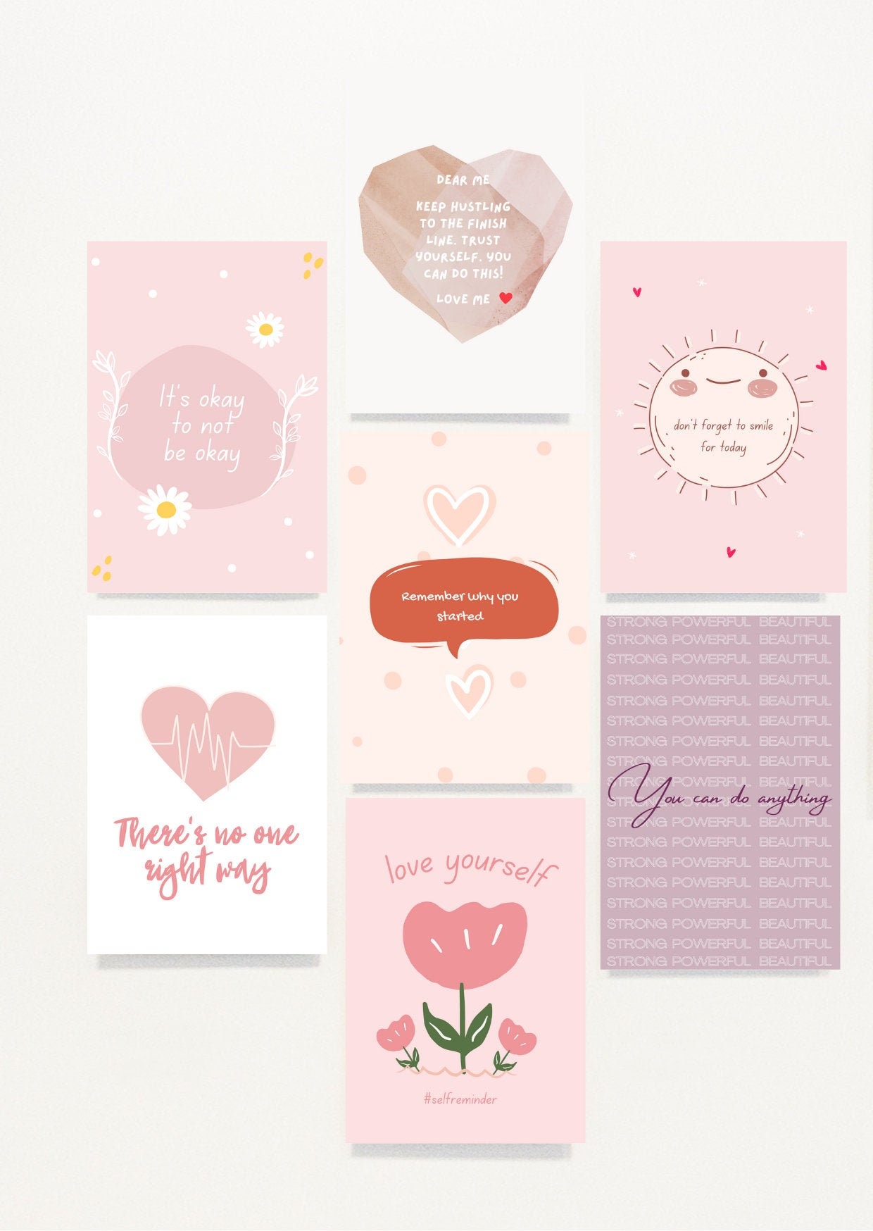 Set of 8 Mini Art Prints. Print Set Positivity. Inspiration Postcard ...