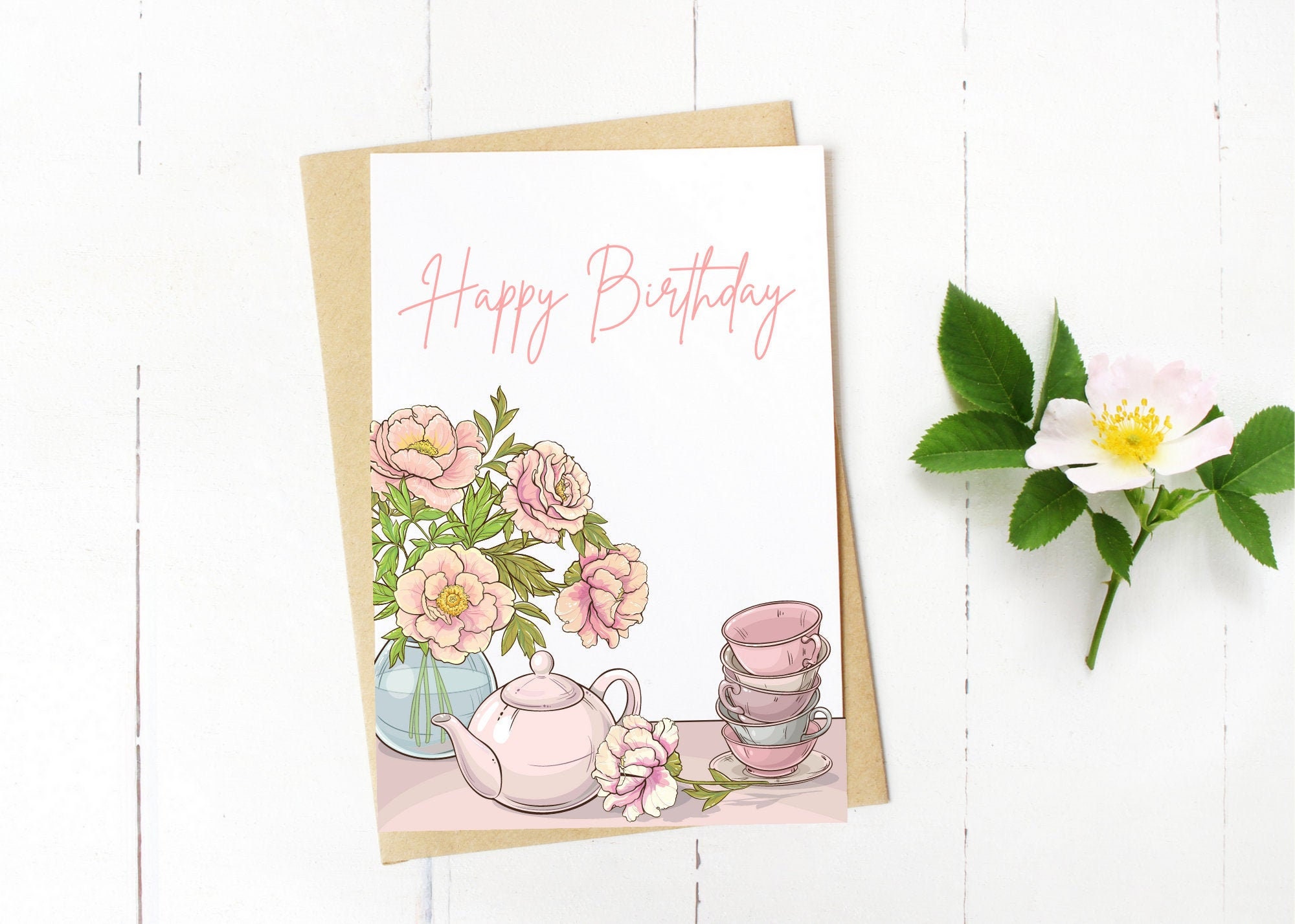 Happy Birthday Card, Tea Time Card, Birthday Card for Her, Tea Lover ...