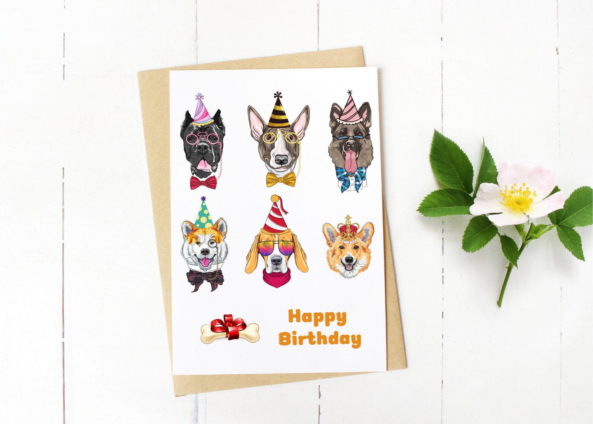 Dog Birthday Card Dog Party Card Dog Birthday Card Birthday | Etsy