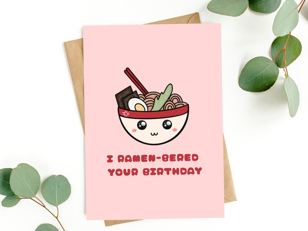 Cute Ramen Birthday Card Kawaii Noodles Card, Cup Noodles Cards for Her ...