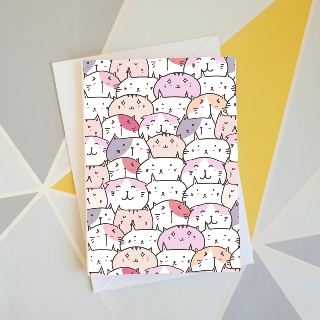 Cute Cat Printable Card - Kawaii Cat Card | Cards for Her, Cards for ...