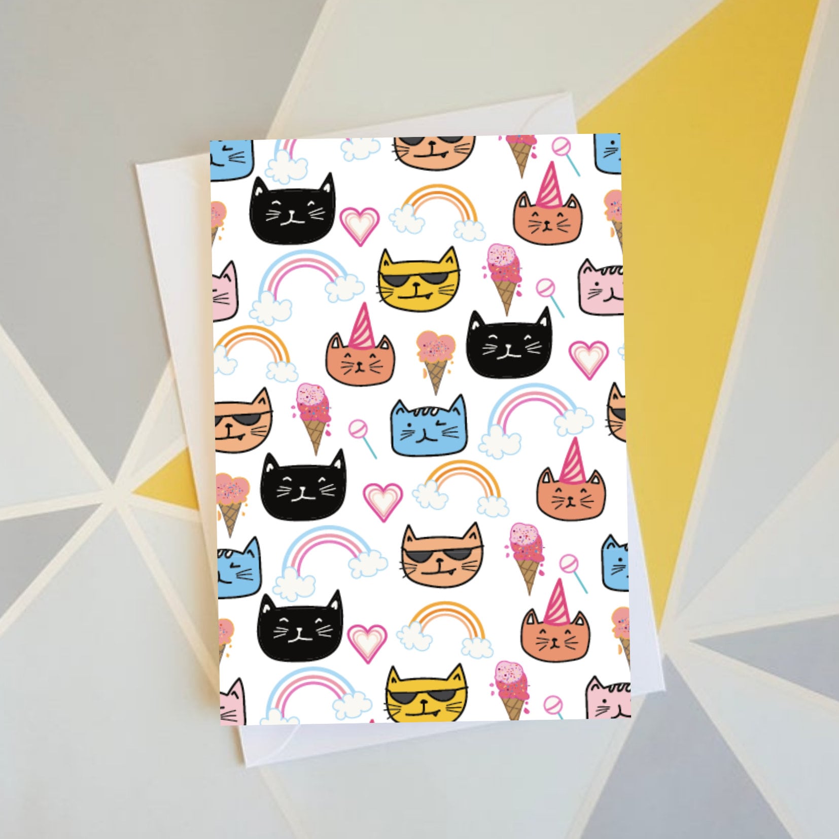 Cute Cat Printable Card Kawaii Cat Card Cards for Her - Etsy UK