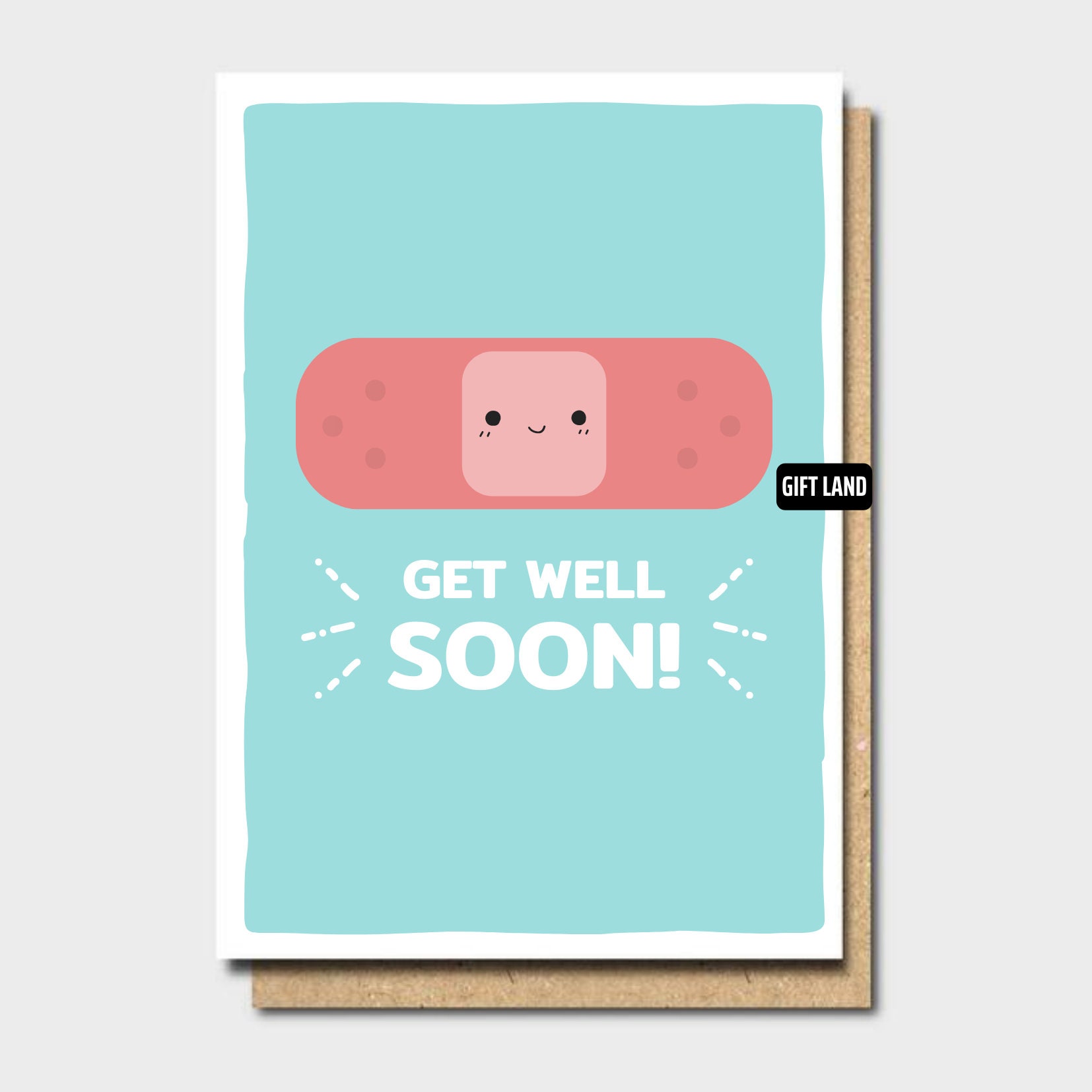 Get Well Soon Card Get Well Soon Band-aid Greetings Card | Etsy