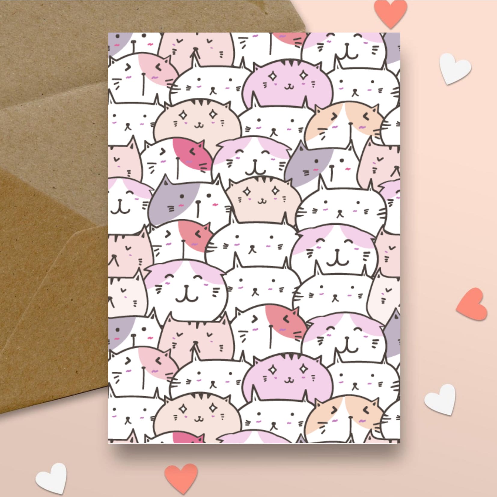 Cute Cat Printable Card Kawaii Cat Card Cards for Her - Etsy UK