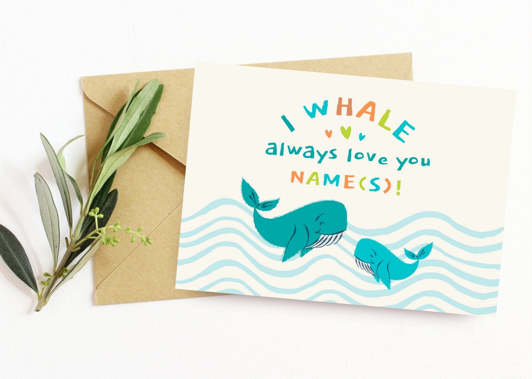 I Whale Always Love You Card-personalised Pun Father's Day Card-cute ...