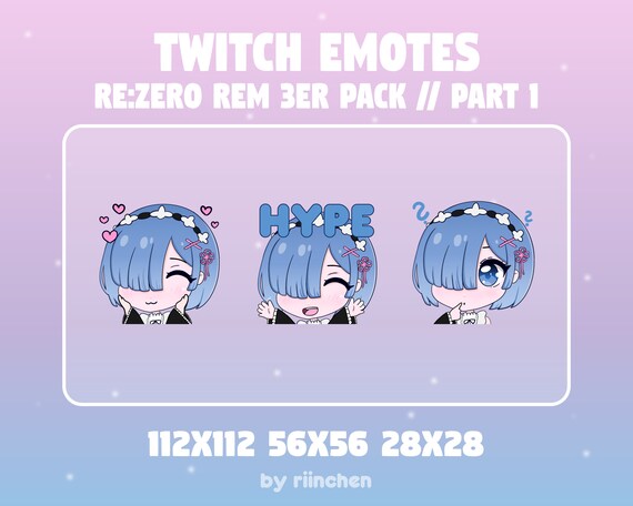 Rem Emotes for Twitch Discord Re:zero Chibi - Etsy Hong Kong
