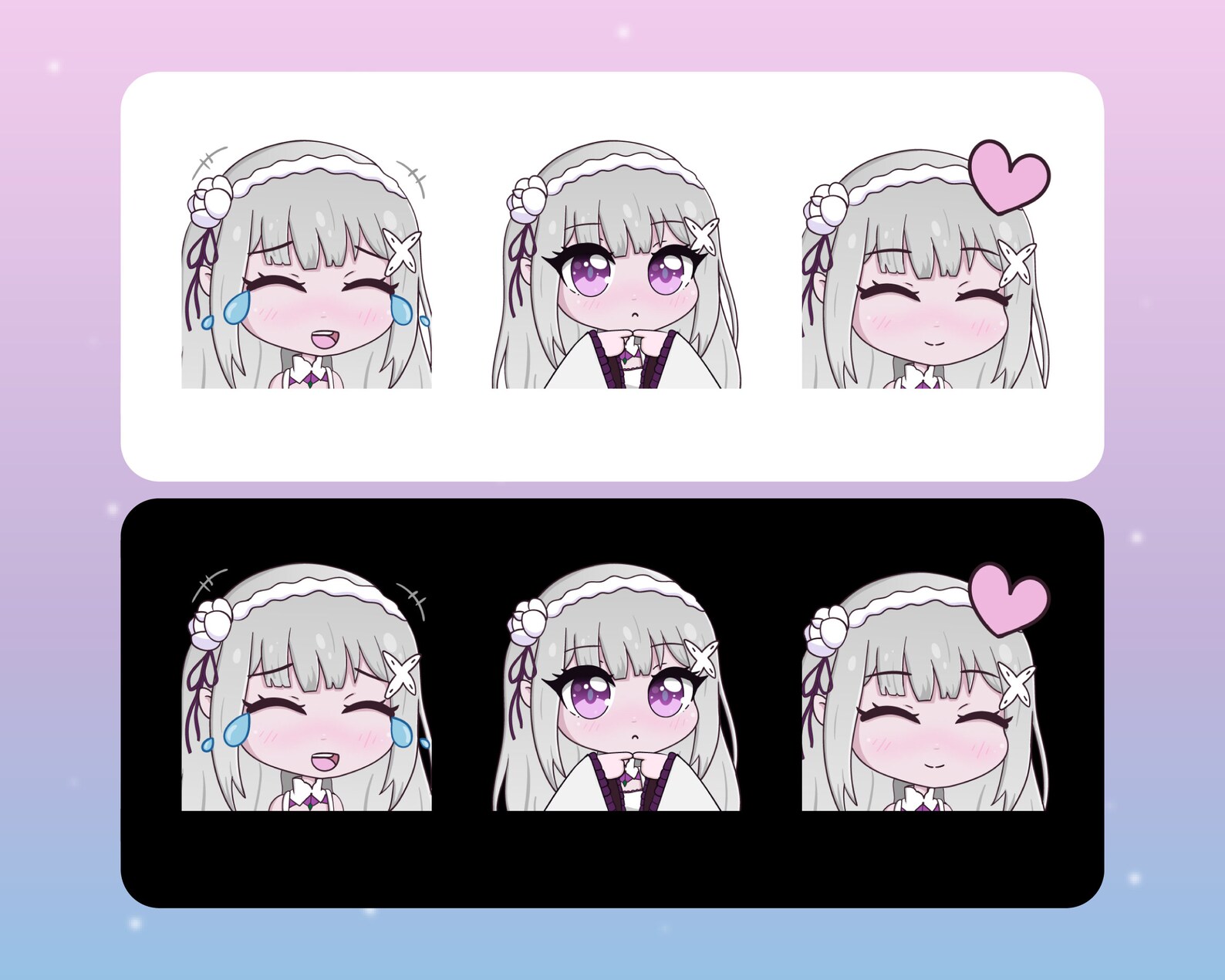 Emilia, Rem, Ram Emotes Pack 9pcs for Twitch Discord Re:zero Chibi - Etsy