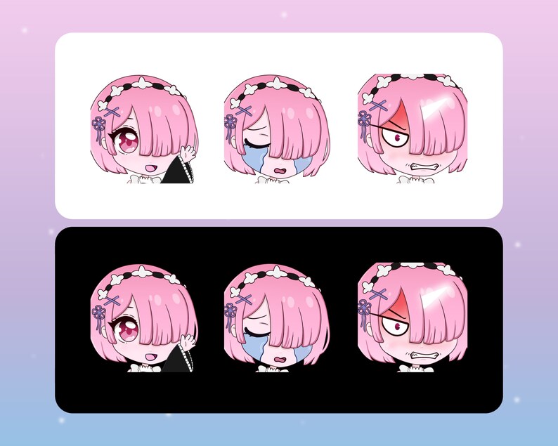 Emilia, Rem, Ram Emotes Pack 9pcs for Twitch Discord Re:zero Chibi - Etsy