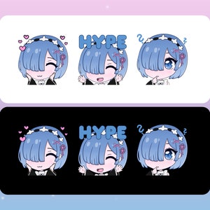 Rem Emotes for Twitch Discord Re:zero Chibi - Etsy
