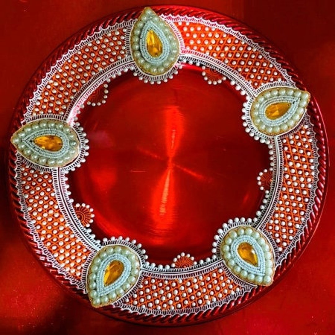Handmade Decorative Tray, Charger Plates, Puja Thaali, Henna Plates ...