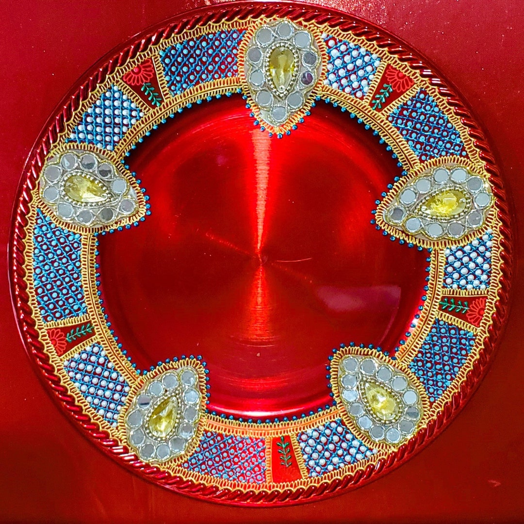 Handmade Decorative Tray, Charger Plates, Puja Thaali, Henna Plates ...